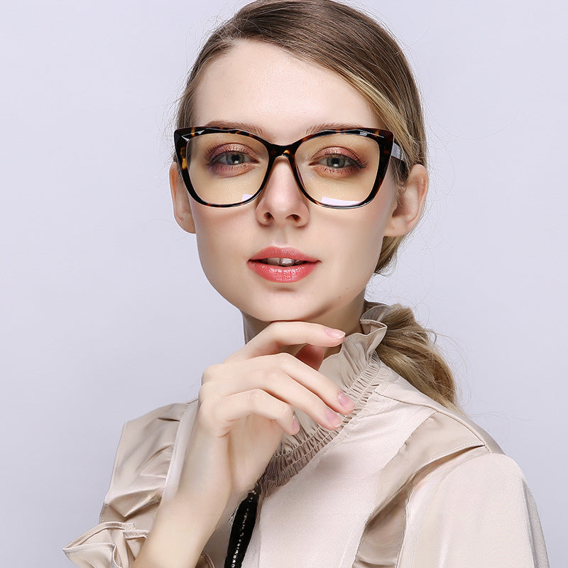 2020 new computer glasses TR90 anti-blue glasses 2001 women's CP spring pin flat light goggles ...