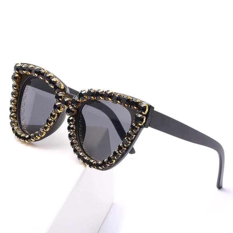 Vintage Fashion Luxury Cat Eye Diamond Crystal Rhinestone Frame Brand