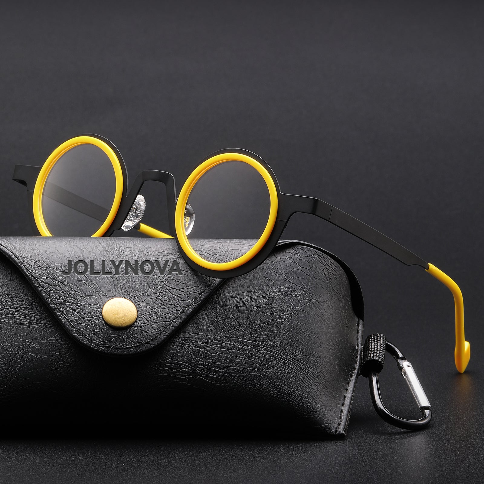 Jago Titanium Acetate Round Glasses Frame – Jollynova