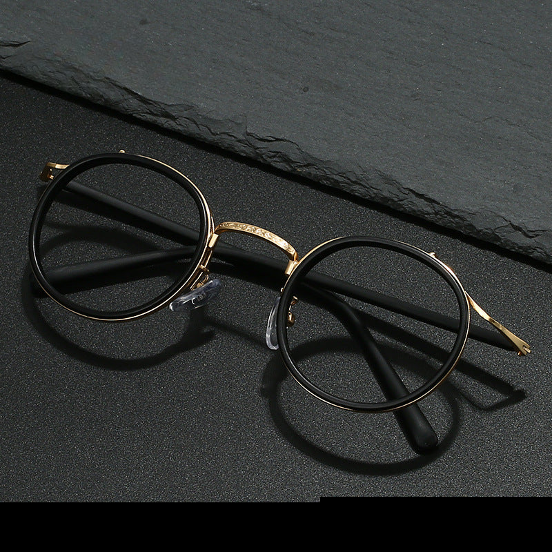 New Japanese retro metal small round frame glasses frame men can be ...